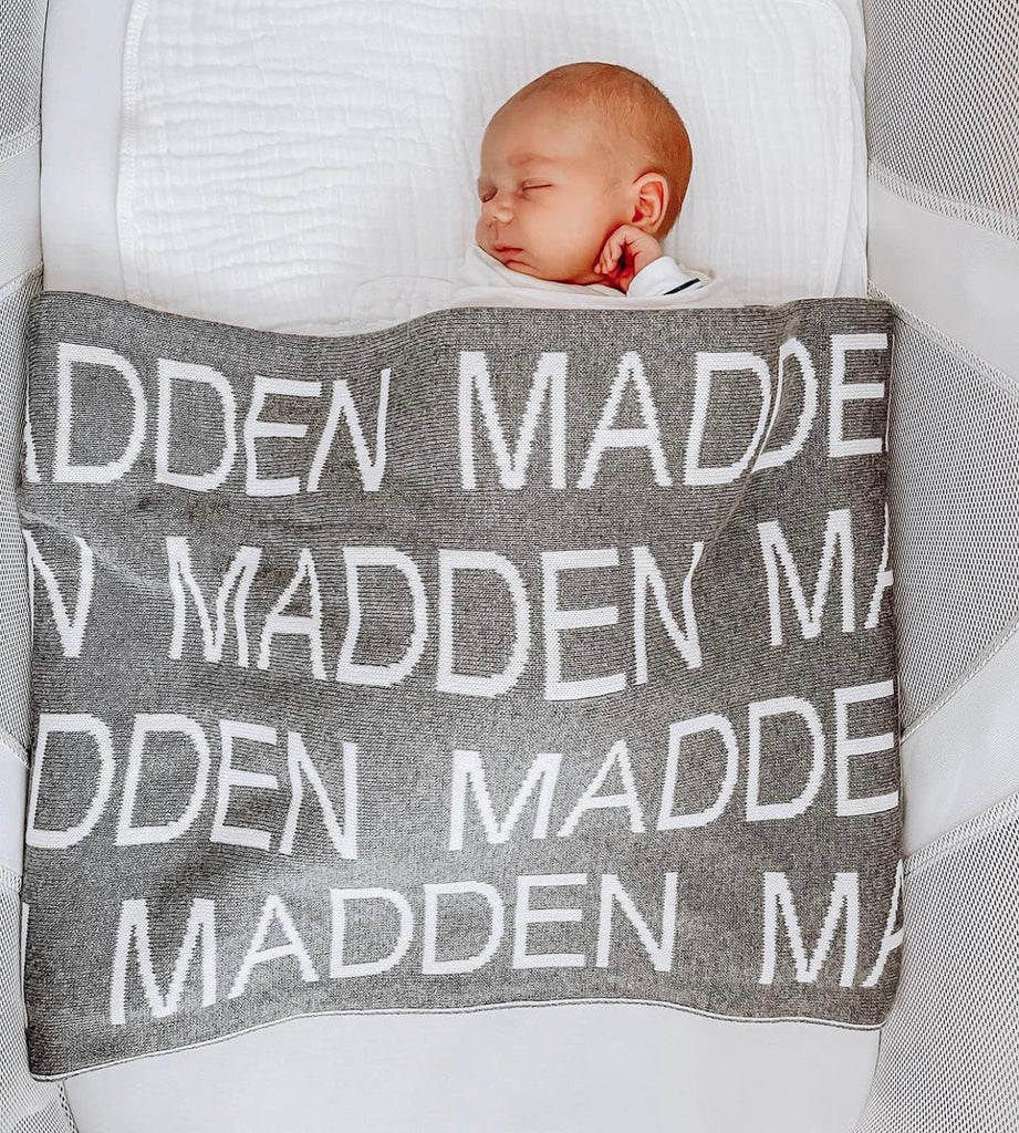 Personalised Bassinet Baby Blanket 100% Organic Cotton | The Knit ...